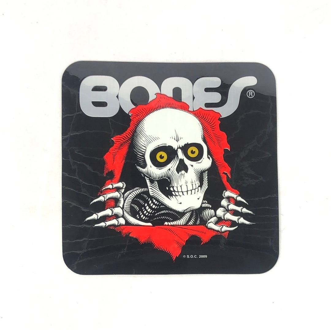 Bones Powell Ripper Silver Foil Black 5" x 5" Sticker – western-skate-co