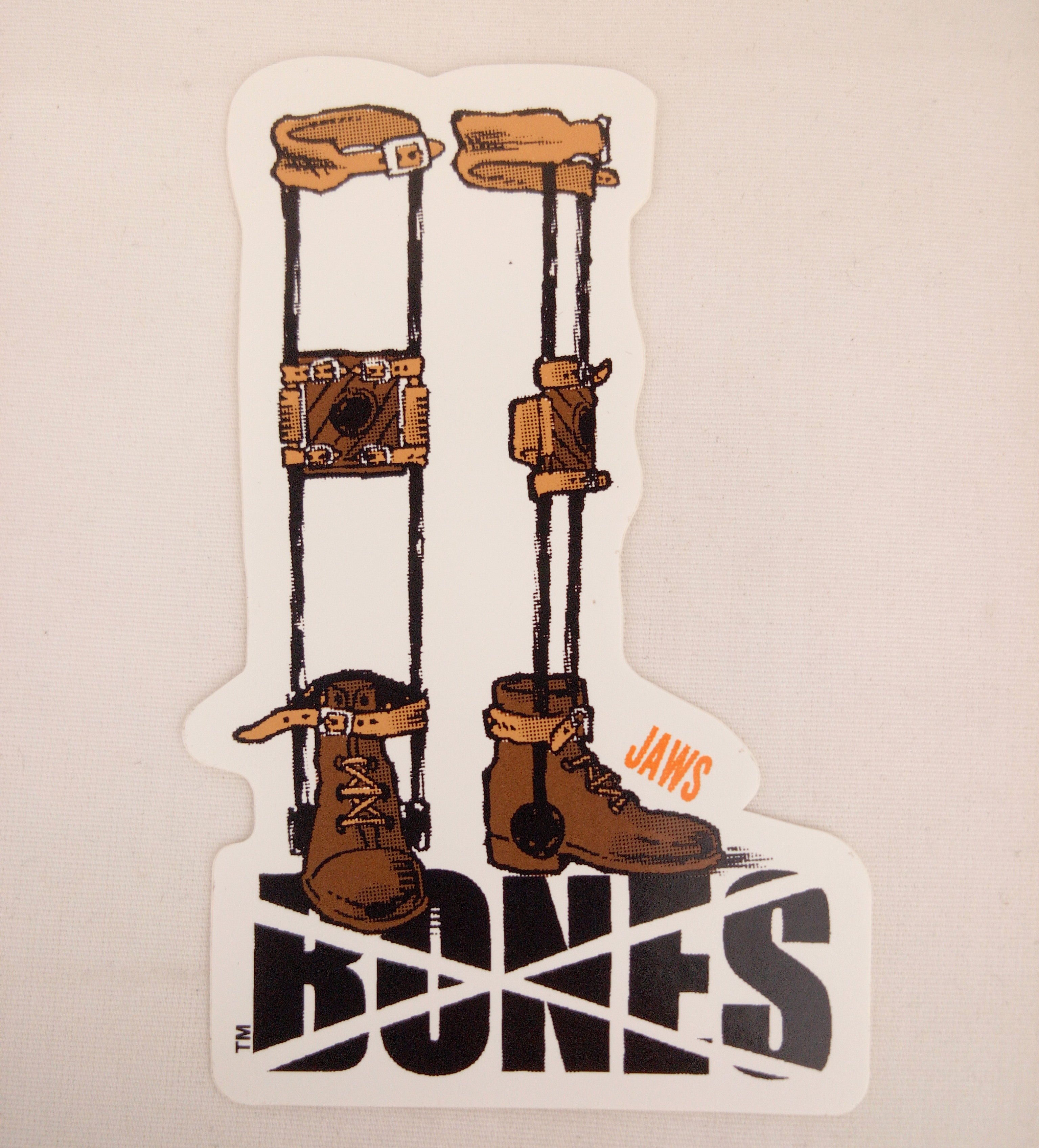 Bones Aaron Jaws Homoki Leg Braces Black Brown White 4" x 2.25" Vintag ...