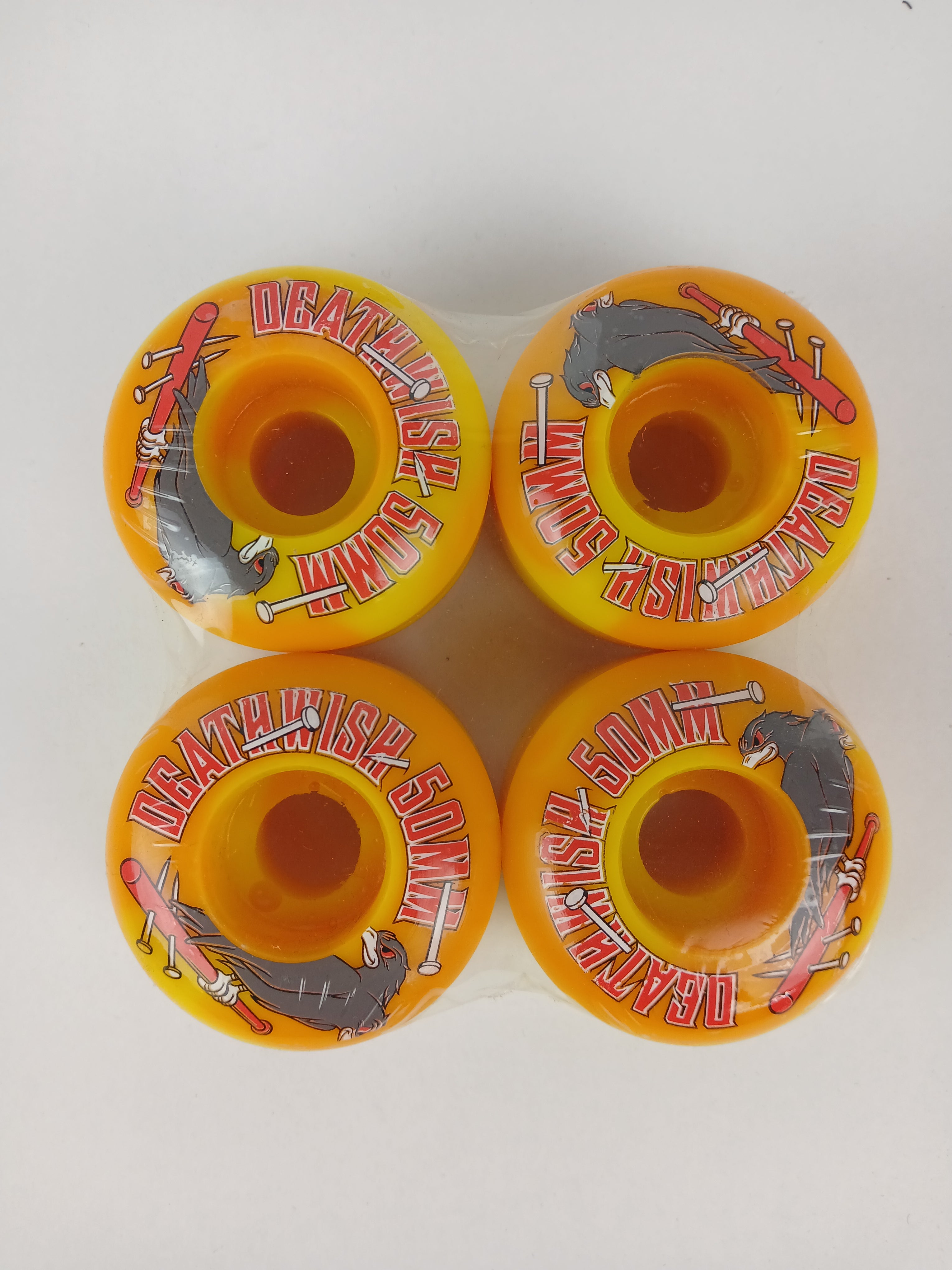 Deathwish Bird Bat Orange Yellow Swirl Red White Size 50MM Vintage NOS ...